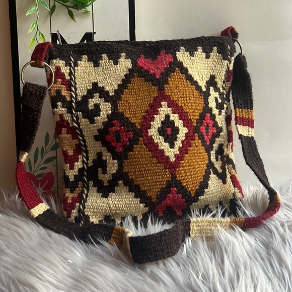 Bags | Handwoven Sheep Wool Peruvian Boho Ethnic Crossbody Bag | Poshmark
